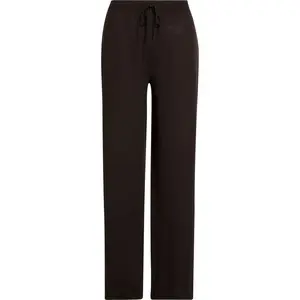 LESET James Merino Wool Wide Leg Drawstring Pants - Chocolate