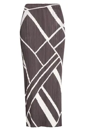 Issey Miyake Fold Line Pleated Midi Skirt - Charcoal