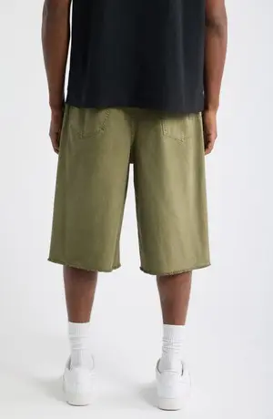 PURPLE BRAND Raw Hem Cotton Twill Bermuda Shorts