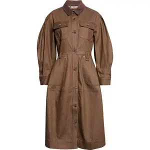 Simone Rocha Long Sleeve Utility Pocket Denim Dress - Tan