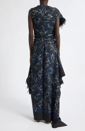 Proenza Schouler Asymmetric Fringe Cowl Neck Dress