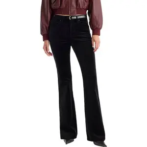Good American Good Legs Velvet Flare Leg Pants - Black001
