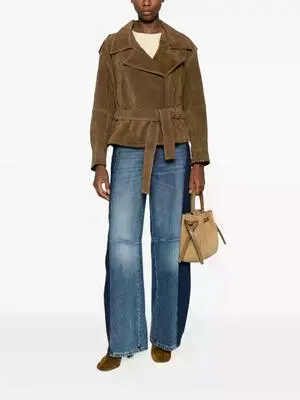 VICOLO Belted Leather Jacket