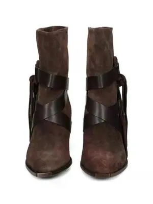 VIC MATIE Fringe-detail Leather Biker Boots