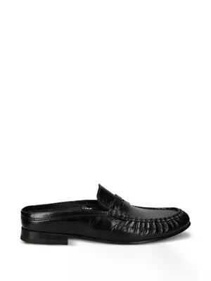 POSA Crinkled-effect Backless Loafers