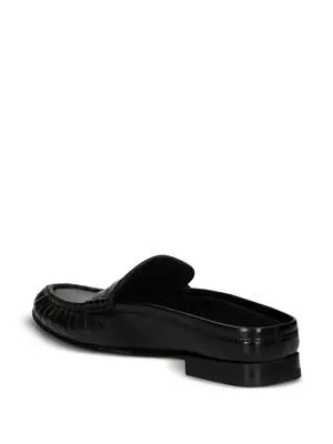 POSA Crinkled-effect Backless Loafers