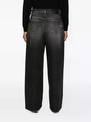 VICOLO Pleated Acid-wash Jeans