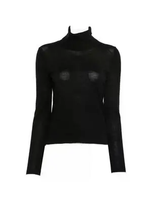 EMERSON RENALDI Ribbed Knit Roll Neck Sweater - Black