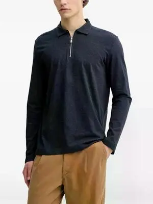 Marc O'polo Zip-neck Long-sleeve Polo Shirt - Blue