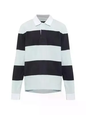Rag & Bone Striped Long-sleeve Polo Shirt - Blue