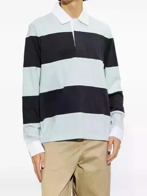 Rag & Bone Striped Long-sleeve Polo Shirt - Blue