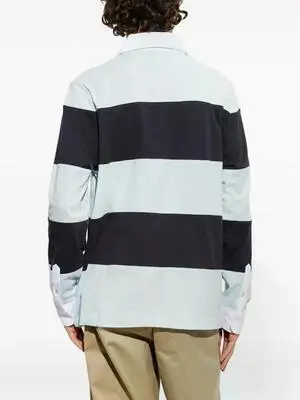 Rag & Bone Striped Long-sleeve Polo Shirt - Blue