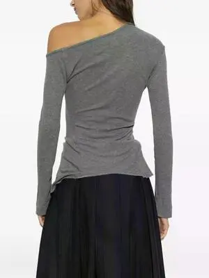 VIVIENNE WESTWOOD Orb-embroidered Asymmetric Neck Long Sleeve T-shirt