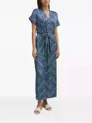 MOS MOSH Lisha Boarda Floral-print Belted Maxi Dress - Blue