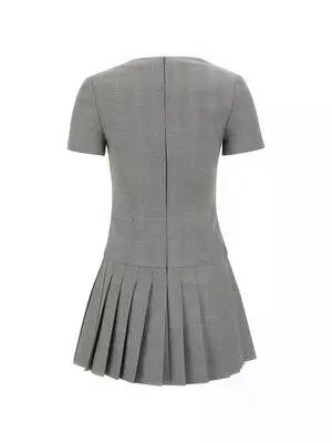 SELF-PORTRAIT Checked Pleated Mini Dress