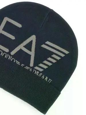 EA7 Visibility Jacquard-logo Beanie Hat - Blue