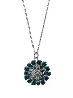 Marni Tone Floral Motif Pendant Necklace - Silver