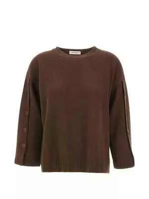KANGRA Button-detail Crew-neck Sweater - Brown