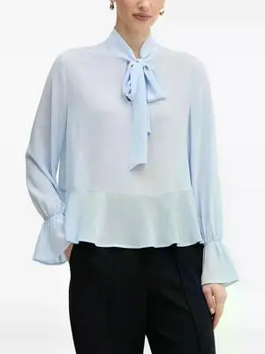 OUI Bow-detail Peplum-hem Blouse - Blue