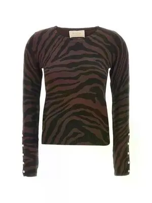 KAOS Tiger-stripe Jewelled-button Sweater