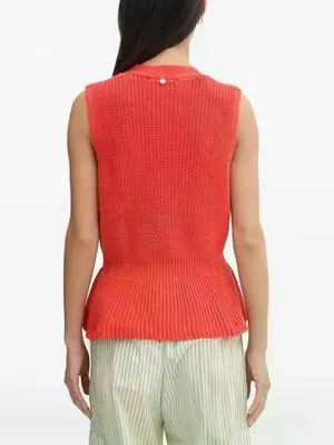 MOS MOSH Ribbed Knit Peplum Cardigan