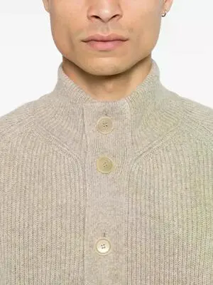 Brioni Ribbed-knit High-neck Cardigan