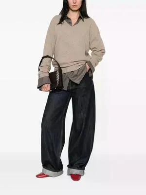 LA PISCINE V-neck Fine Knit Sweater