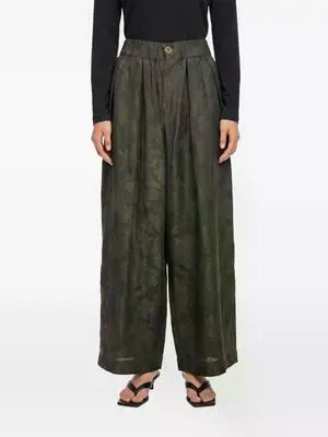 UMA WANG Jacquard Effect Floral Pattern Wide Leg Trousers