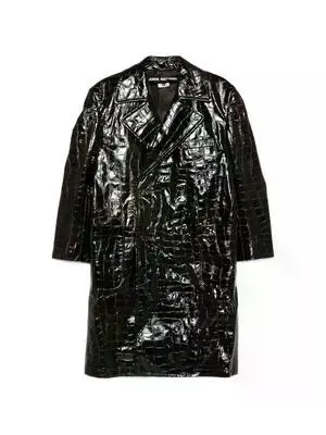Junya Watanabe Croc-effect Double-breasted Coat - Brown