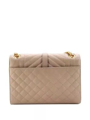 Saint Laurent Classic Monogram Envelope Satchel Mixed Matelasse Leather Medium Shoulder Bag - Neutrals