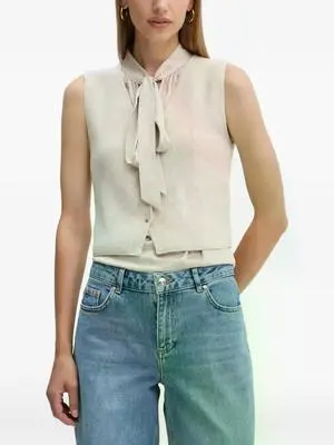 OUI Ribbed Knit V-neck Waistcoat - Neutrals