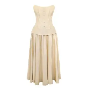 POST MERIDIEM Neutrals Cream Buttoned Corset And Lapel Skirt