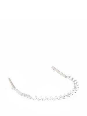 Miu Miu Metal And Leather Headband With Logo - White