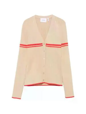 Axel Arigato Fleur Ribbed Knit Striped Cardigan - Neutrals