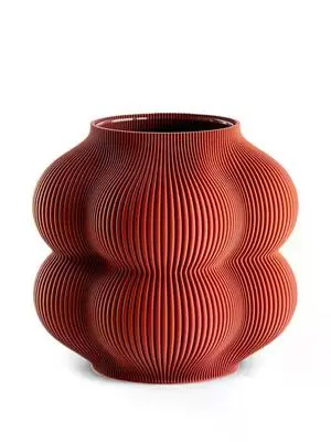 SHEYN Big Peach Ribbed Vase - Red