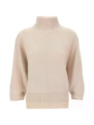 Hemisphere Batwing-sleeve High-neck Sweater - Neutrals
