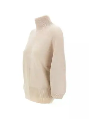 Hemisphere Batwing-sleeve High-neck Sweater