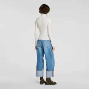 Sandro Ruffled Turtleneck Wool Sweater - Ecru