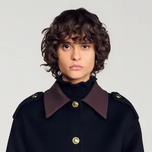Sandro Short Coat With Contrast Collar
