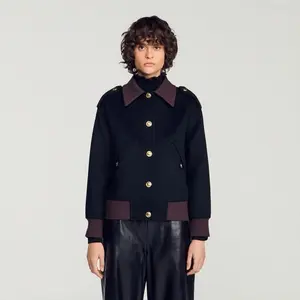 Sandro Short Coat With Contrast Collar