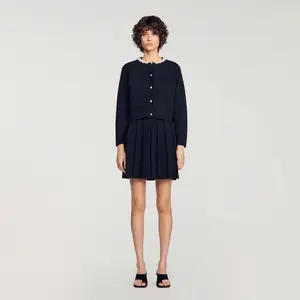 Sandro Cardigan With Pearl Flower Collar