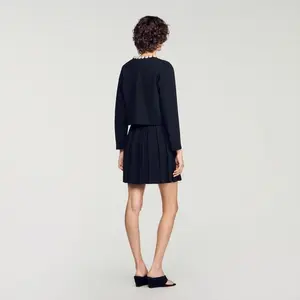 Sandro Cardigan With Pearl Flower Collar