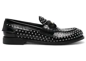 Miu Miu Studded Leather Loafers - Black