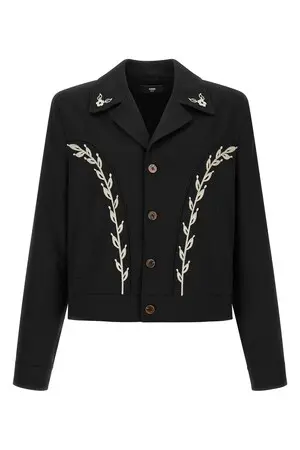 Amiri Cropped Western Jacket With Floral Embroidery