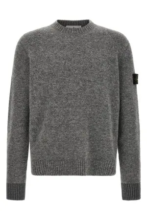 Stone Island 5100050' Crew Neck Sweater With Logo Badge - Gray
