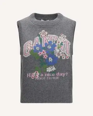 GANNI Wool Floral Vest