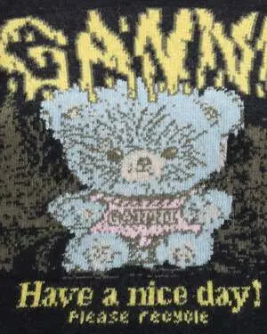 GANNI Wool Sweater With Graphic Teddy Bear Print