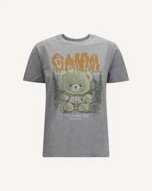 GANNI Teddy Forest Cotton T-shirt Feale