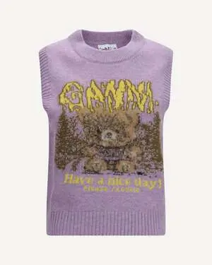 GANNI Teddy Alpaca And Wool-blend Vest - Grey