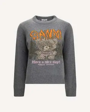 GANNI Teddy Wool Crewneck Sweater